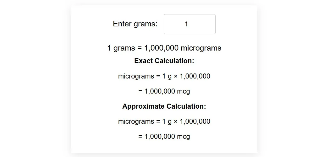 G to µg Converter: Convert Gram to Microgram (g to mcg)
